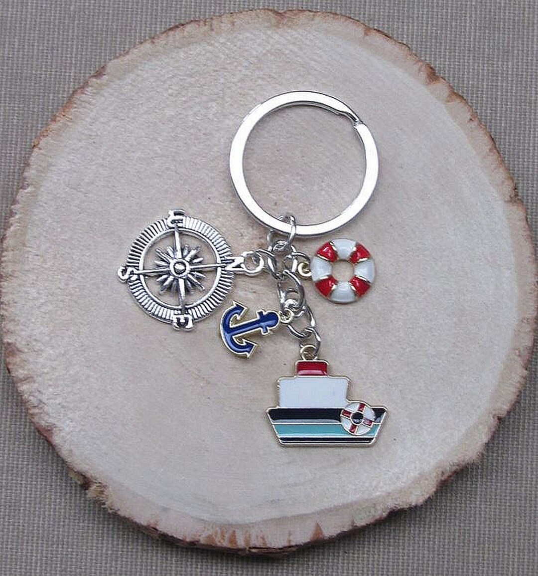 Key Ring Bag Jewel Marine Theme Boat Compass Anchor and - Etsy