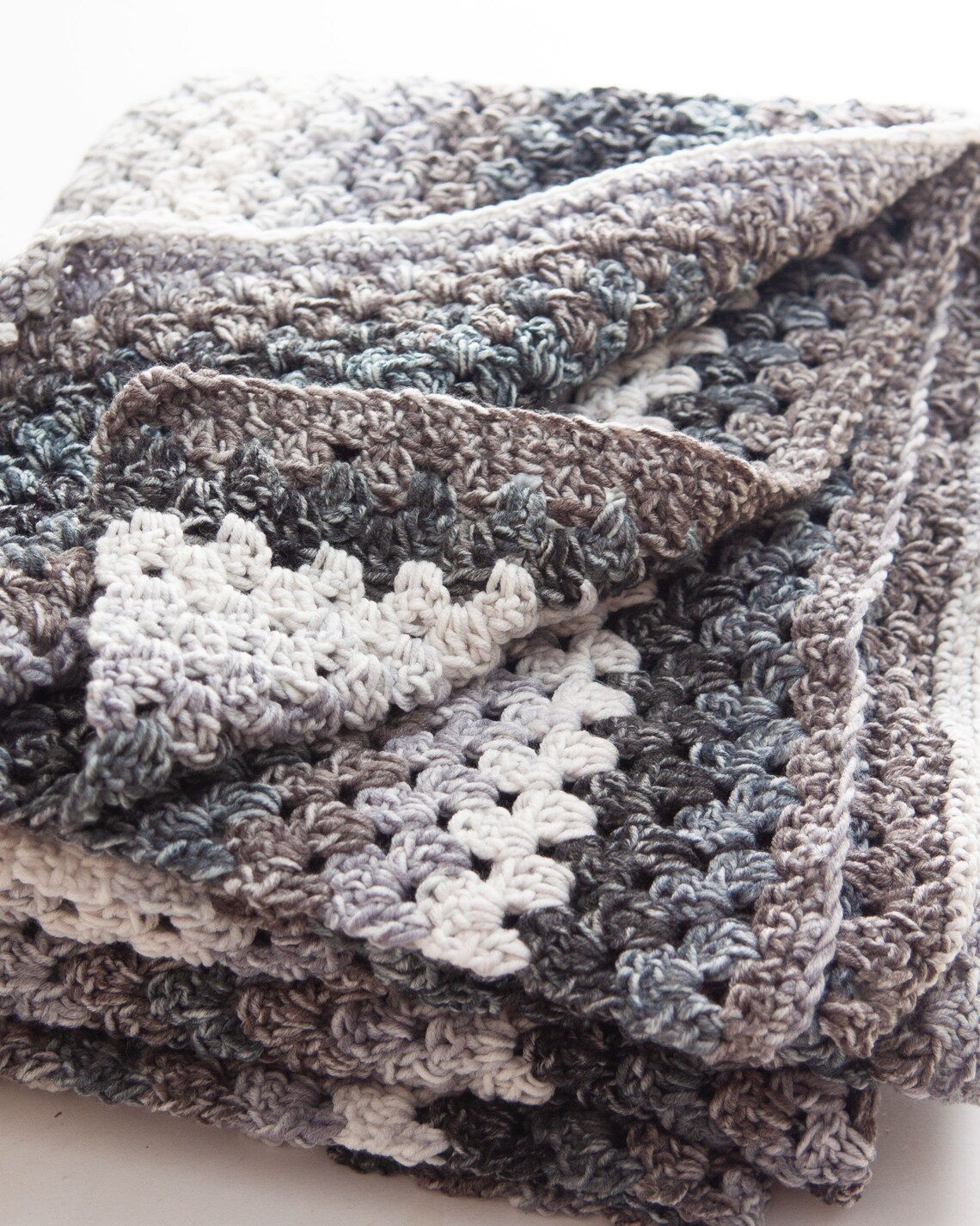 Handmade Grey Crochet Granny Stripe Throw / Afghan / Blanket - Etsy