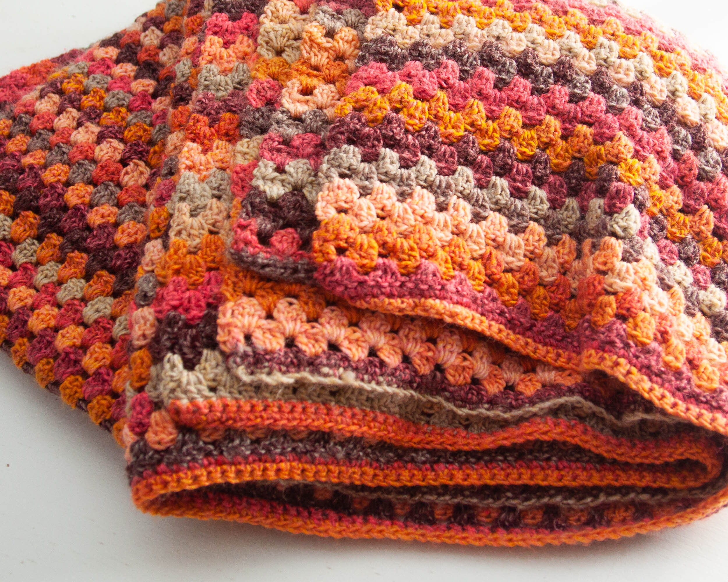 Handmade Orange/pink Crochet Granny Stripe Throw / Afghan / Blanket ...