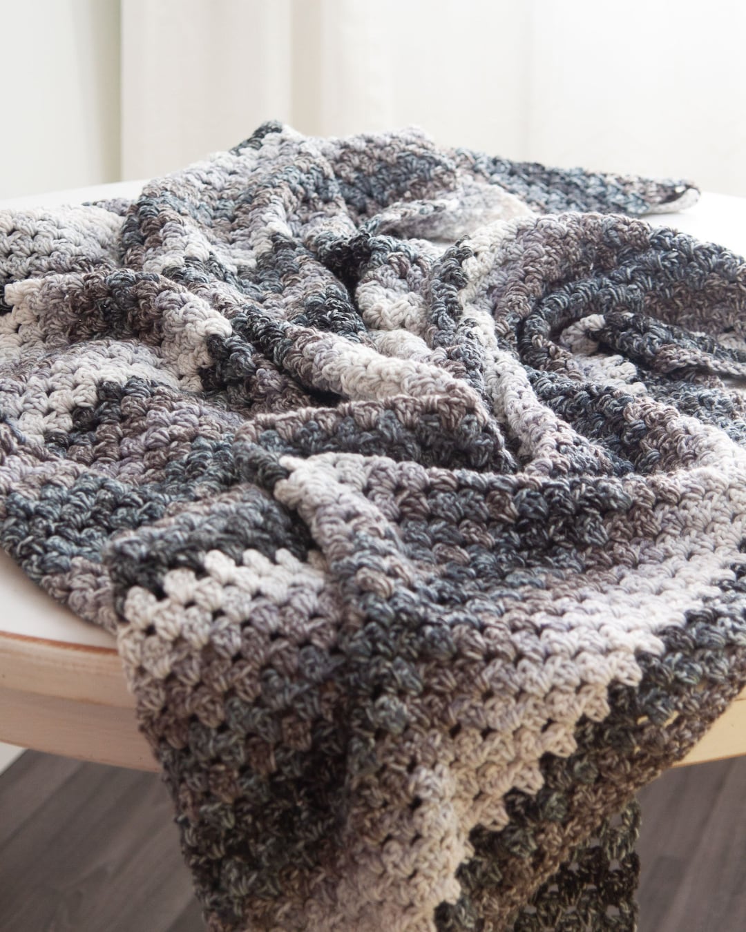 Handmade Grey Crochet Granny Stripe Throw / Afghan / Blanket - Etsy