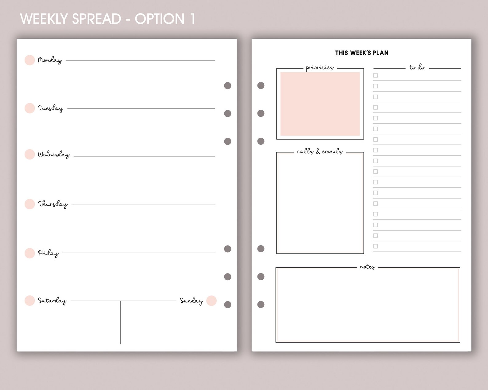 Undated Weekly Planner Inserts A5 Undated Weekly Diary Page - Etsy