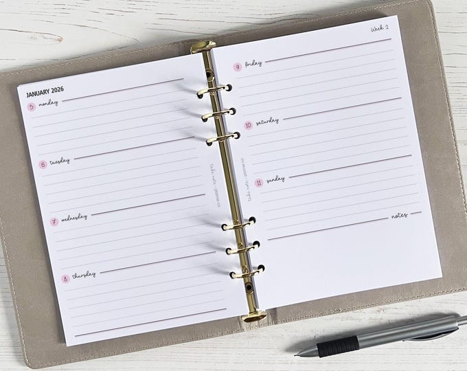 DATED Weekly Vertical Planner Inserts A5 | Diary Page Refill [classic ...