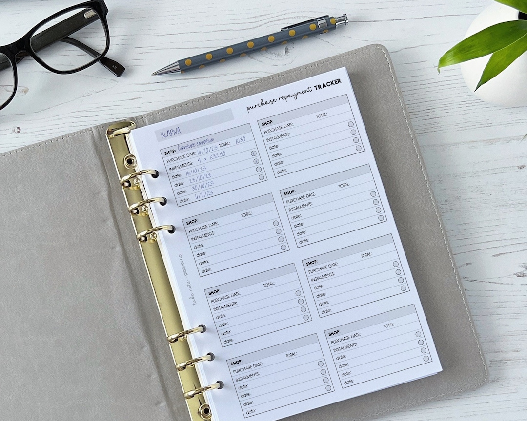 Shopping Instalment Tracker A5 Planner Inserts | Finance Refill ...