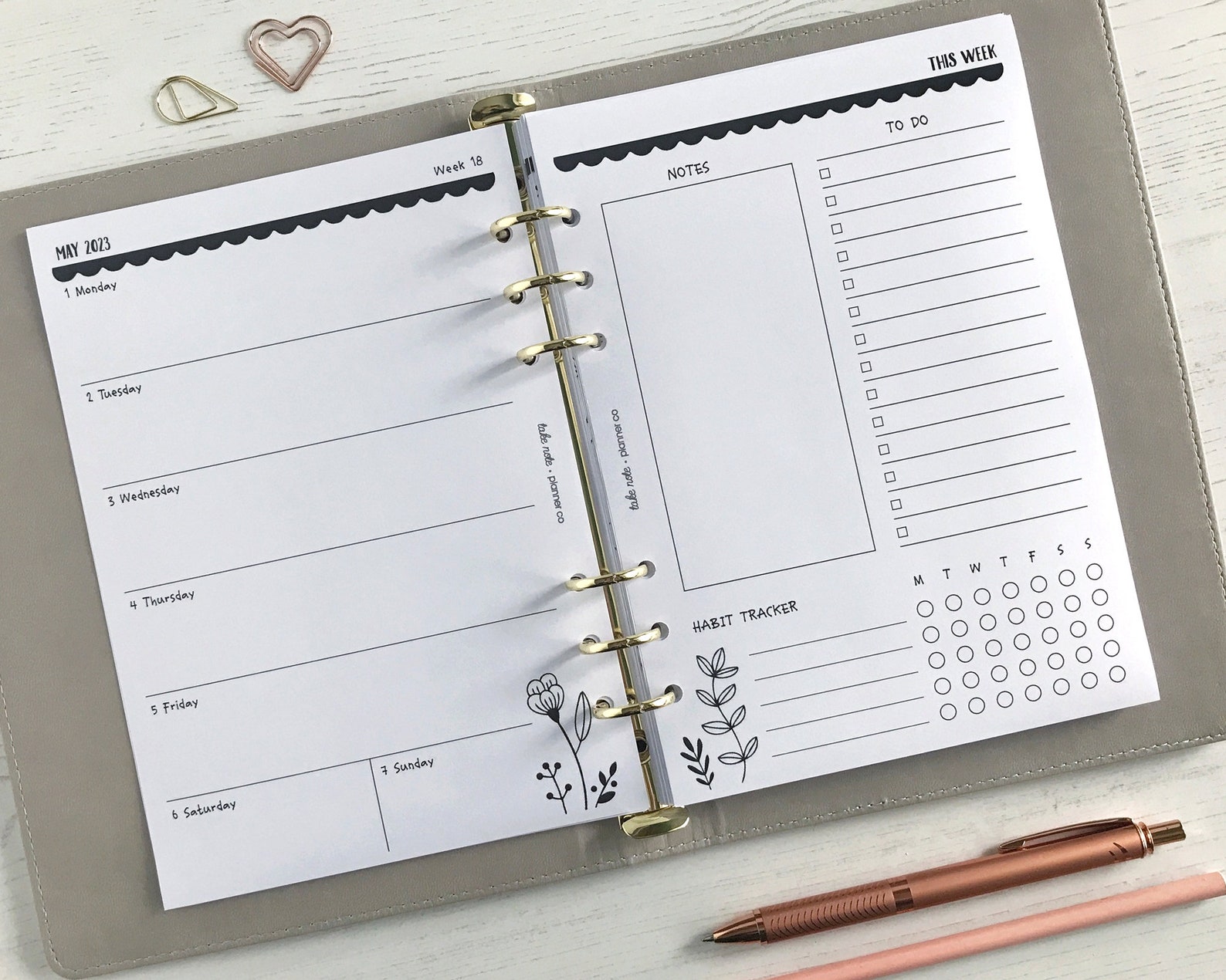 DATED Weekly Planner Inserts A5 Dated Weekly Diary Page - Etsy