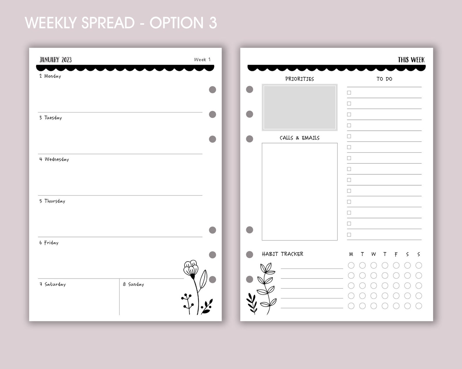 DATED Weekly Planner Inserts A5 Dated Weekly Diary Page - Etsy