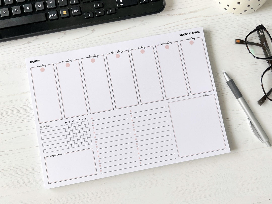 Weekly Planner A4 Deskpad to Do List Notepad classic:week4 - Etsy