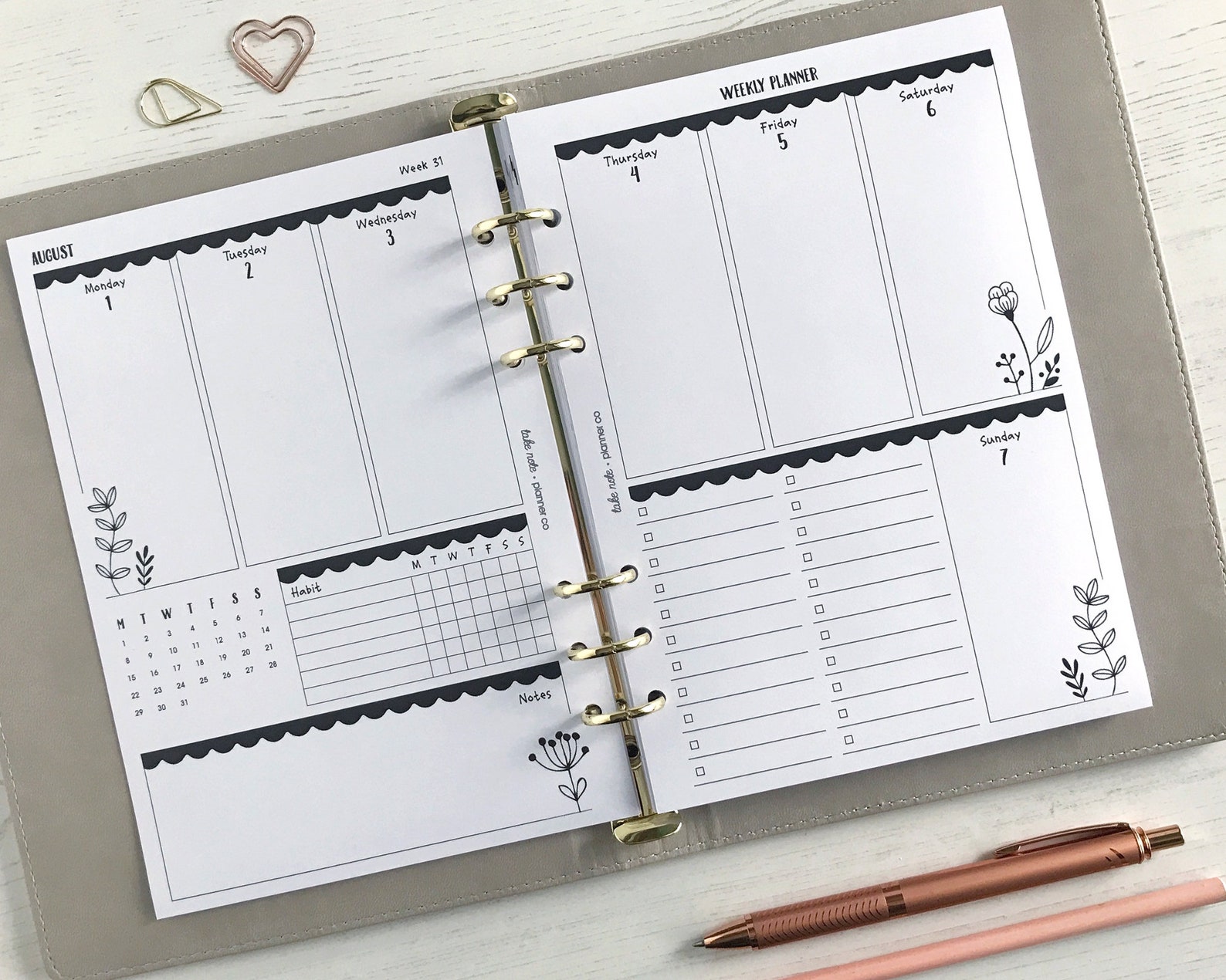 DATED Weekly Planner Inserts A5 Dated Weekly Diary Page - Etsy