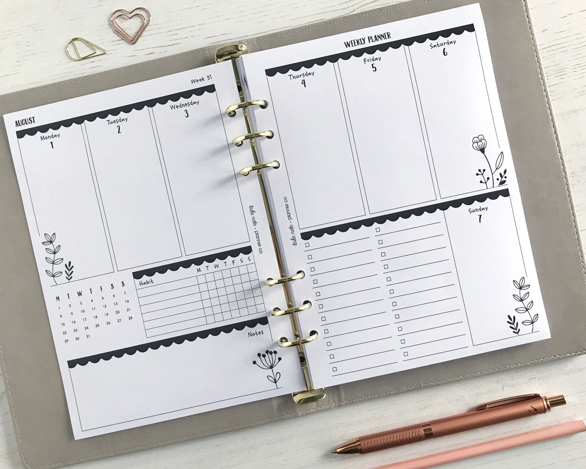 DATED Weekly Planner Inserts A5 Dated Weekly Diary Page - Etsy