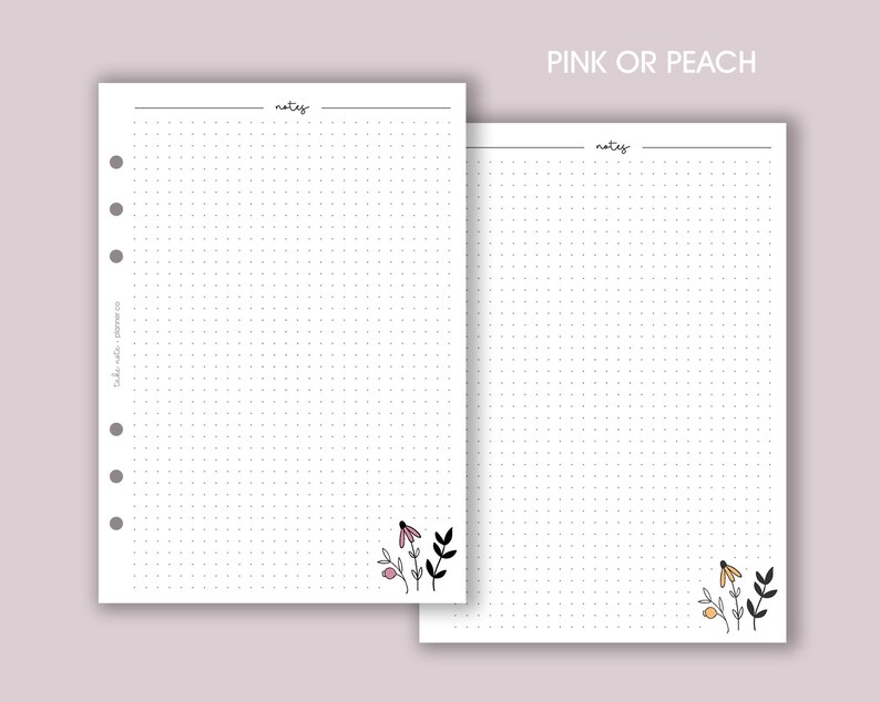 Dotted Note Pages A5 Planner Inserts [daisy:notesdot] - Etsy