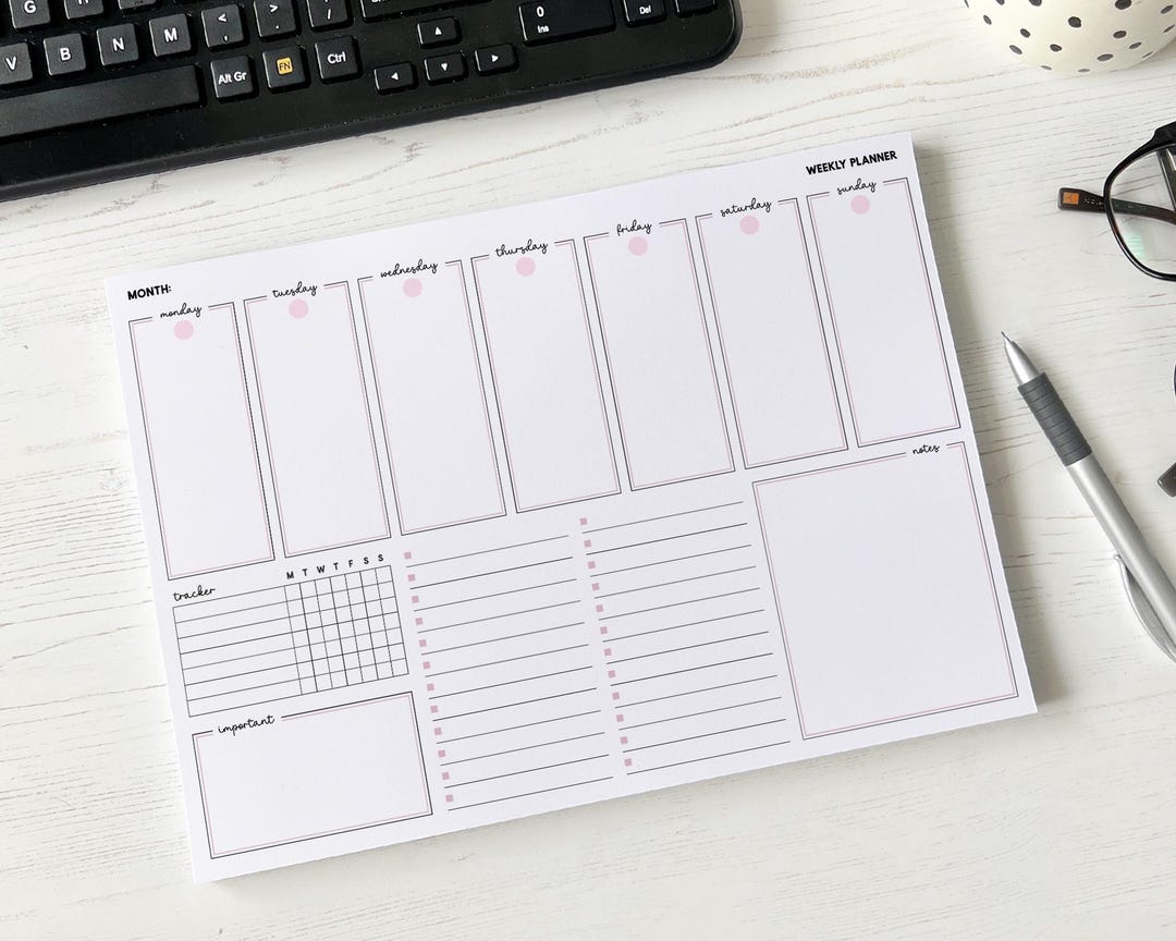 Weekly Planner A4 Deskpad | to Do List Notepad [np4-classic-week] - Etsy