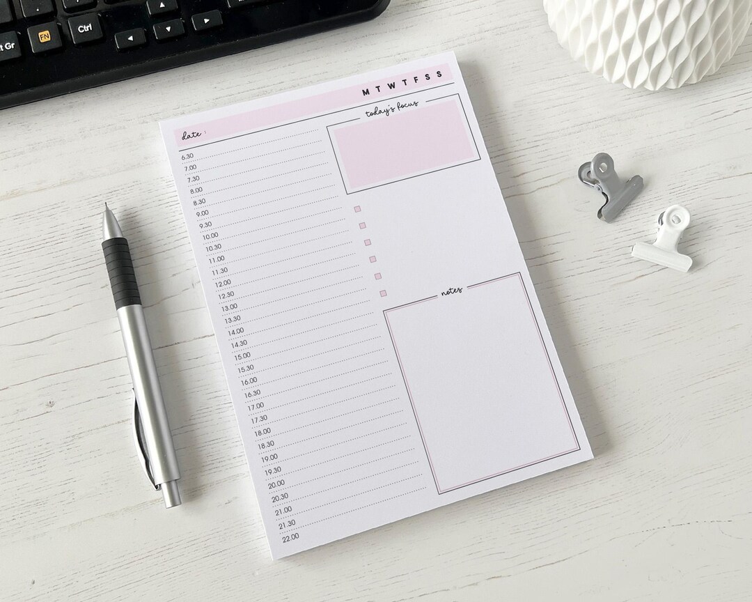 Daily Planner Notepad A5 | Schedule to Do List Deskpad [np5-classic-day ...