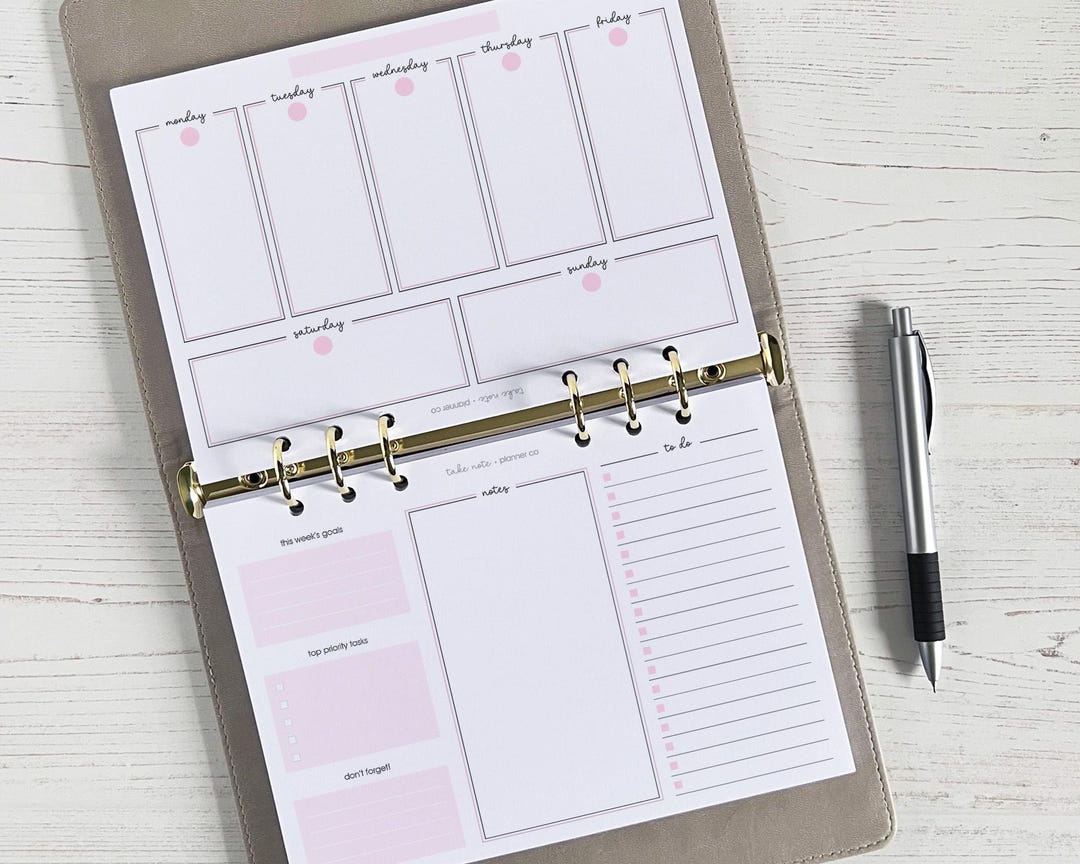 UNDATED Weekly Planner Inserts A5 | Landscape Diary Refill [classic ...