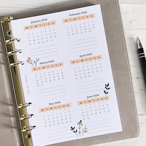 Yearly Overview A5 Planner Insert | Special Dates [daisy:year2] (US ...