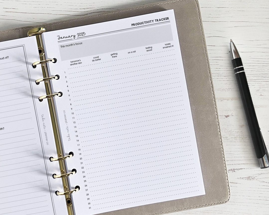 Productivity Tracker A5 Planner Inserts | Tracker Refill Pages [classic ...