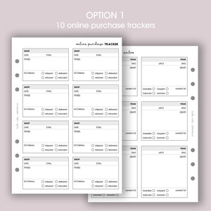 Online Purchase Tracker A5 Planner Inserts | Finance Refill - Etsy