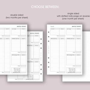 Monthly Budget Inserts A5 Planner Inserts | Finance Tracker [finance ...