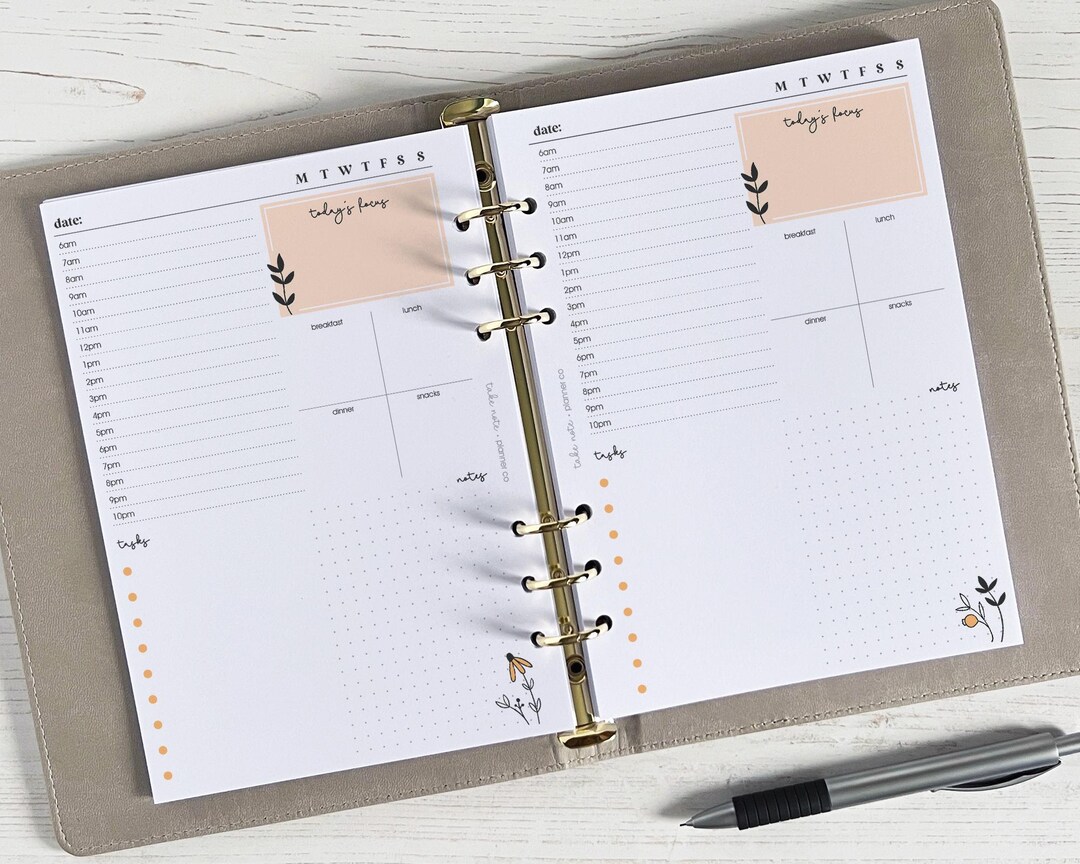 Undated Daily Planner Inserts A5 | Day per Page Diary Refill [daisy:day ...