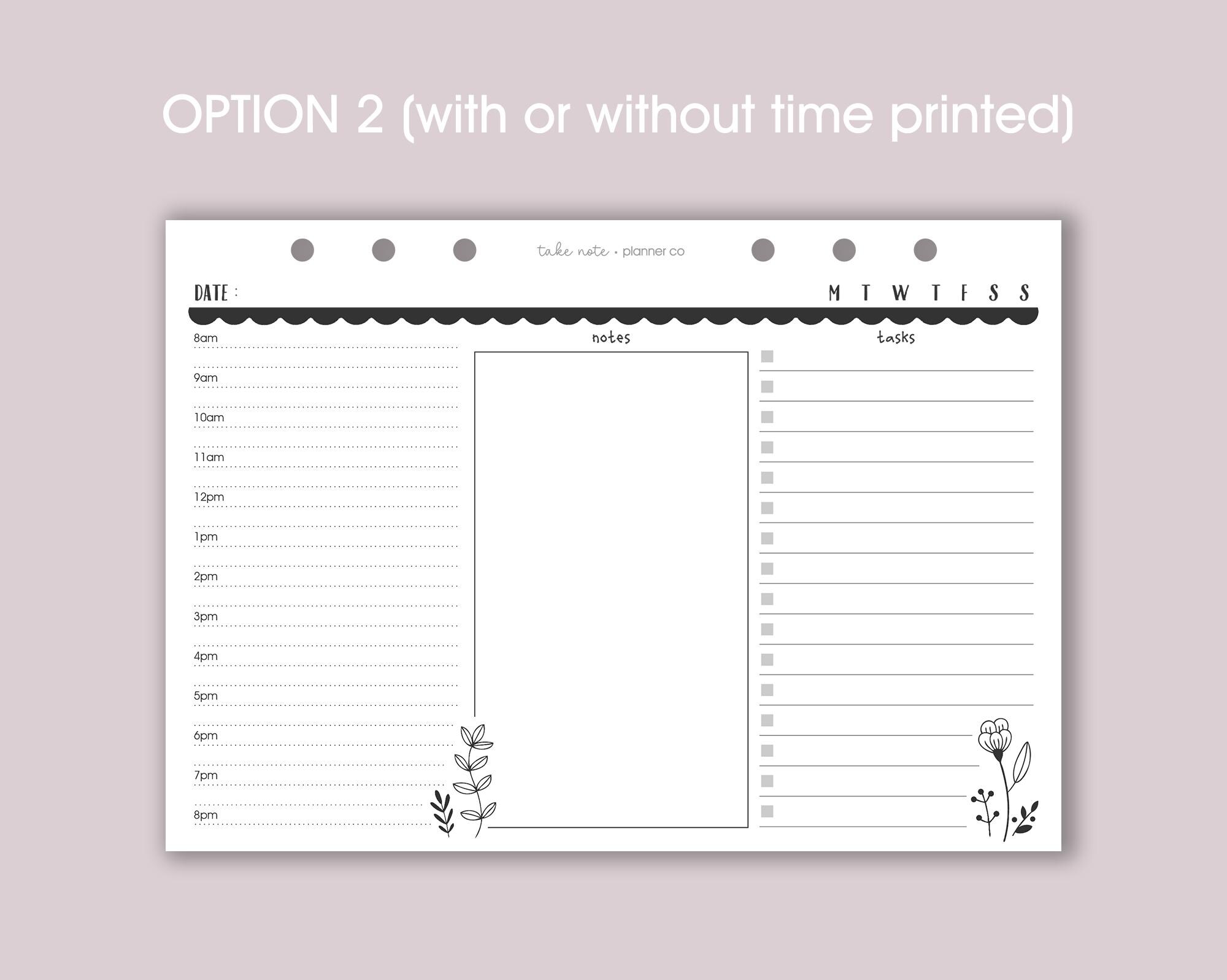 UNDATED Daily Planner Inserts A5 | Landscape Diary Refill [floral:day2 ...