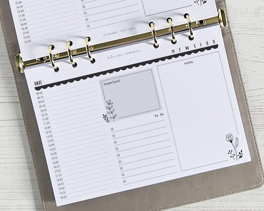 UNDATED Daily Planner Inserts A5 Horizontal Landscape Diary Page Refill ...