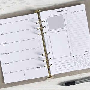 Undated Weekly Planner Inserts A5 Undated Weekly Diary Page Refill A5 ...