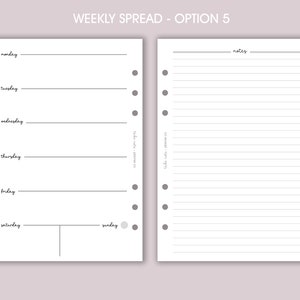 Undated Weekly Planner Inserts A5 Undated Weekly Diary Page Refill A5 ...