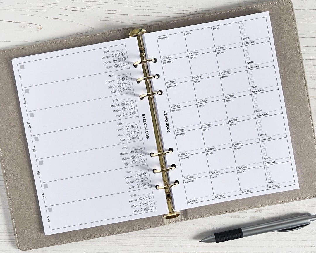 12 WEEK Exercise & Food Diary UNDATED | A5 Planner Inserts - Etsy