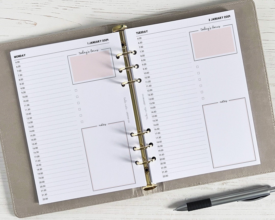 DATED Daily Planner Inserts A5 Day per Page Diary Refill A5 Dated ...