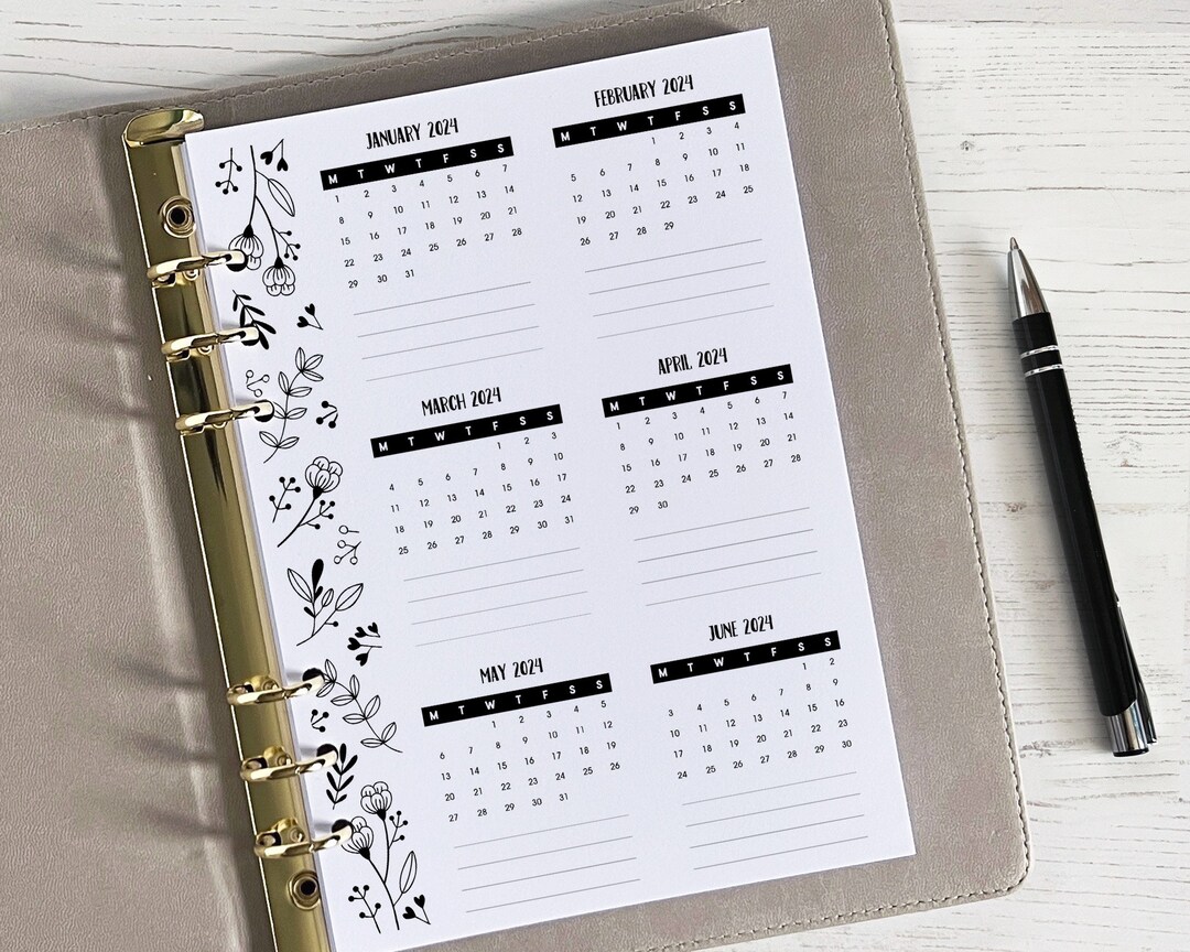 Yearly Overview A5 Planner Insert Special Dates Summary Planner Refill ...