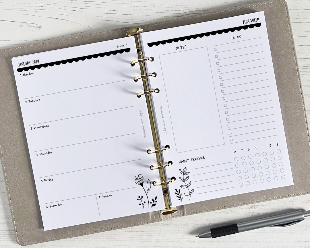 DATED Weekly Planner Inserts A5 Dated Weekly Diary Page Refill A5 Dated ...