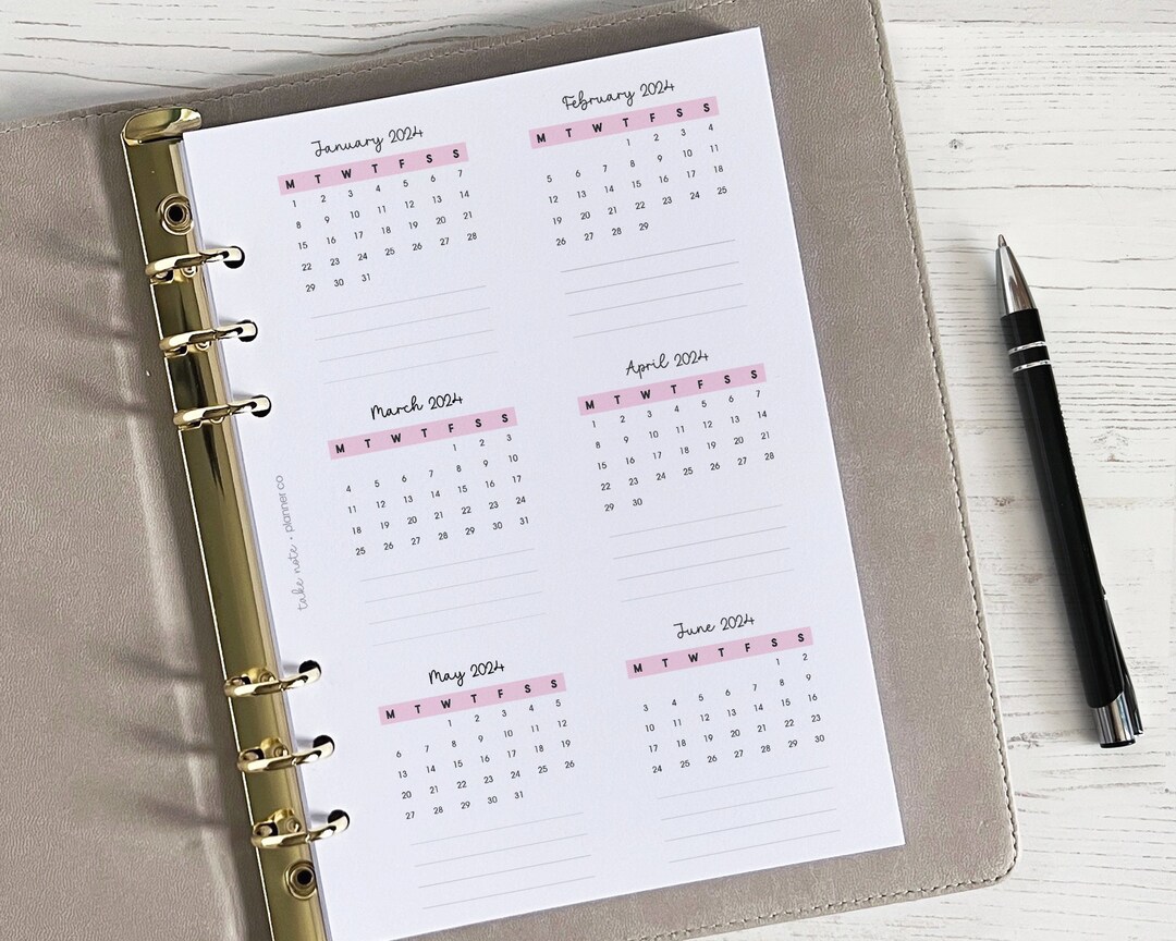 Yearly Overview A5 Planner Insert Special Dates Summary Planner Refill ...
