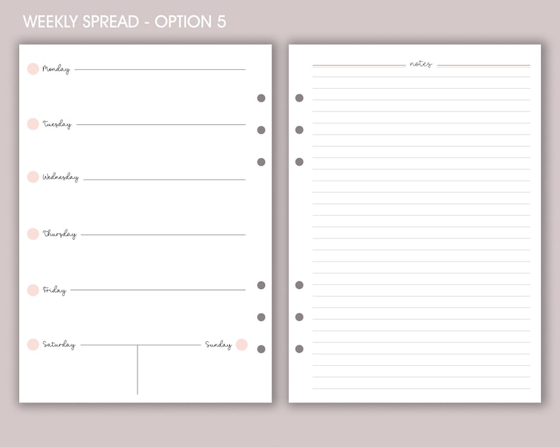 Undated Weekly Planner Inserts A5 Undated Weekly Diary Page - Etsy