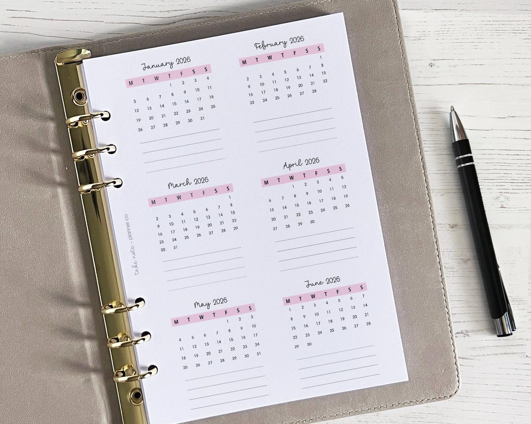 Yearly Overview A5 Planner Insert | Special Dates Summary [classic ...