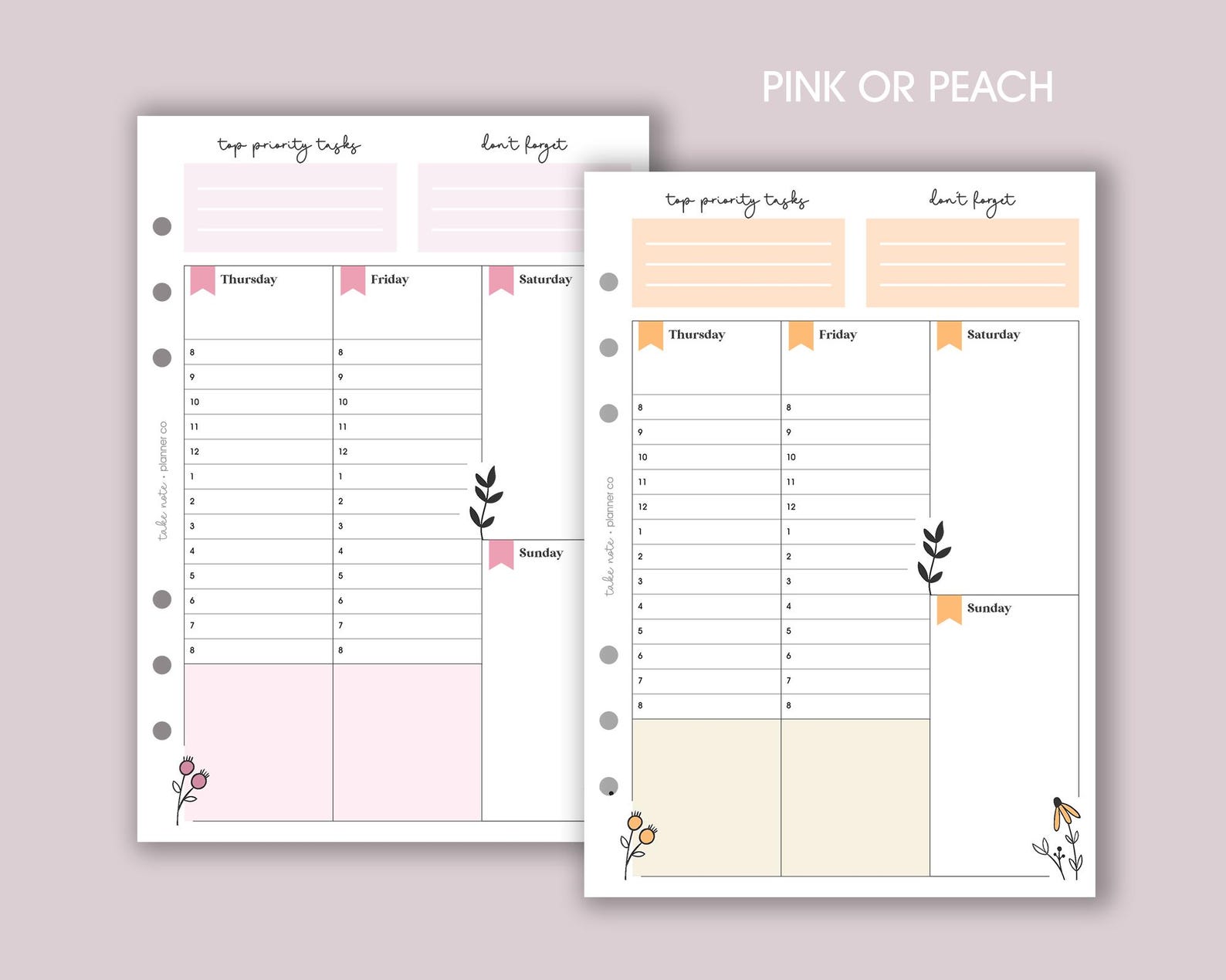 Undated Weekly Planner Inserts A5 | Diary Page Refill [daisy:week7] - Etsy