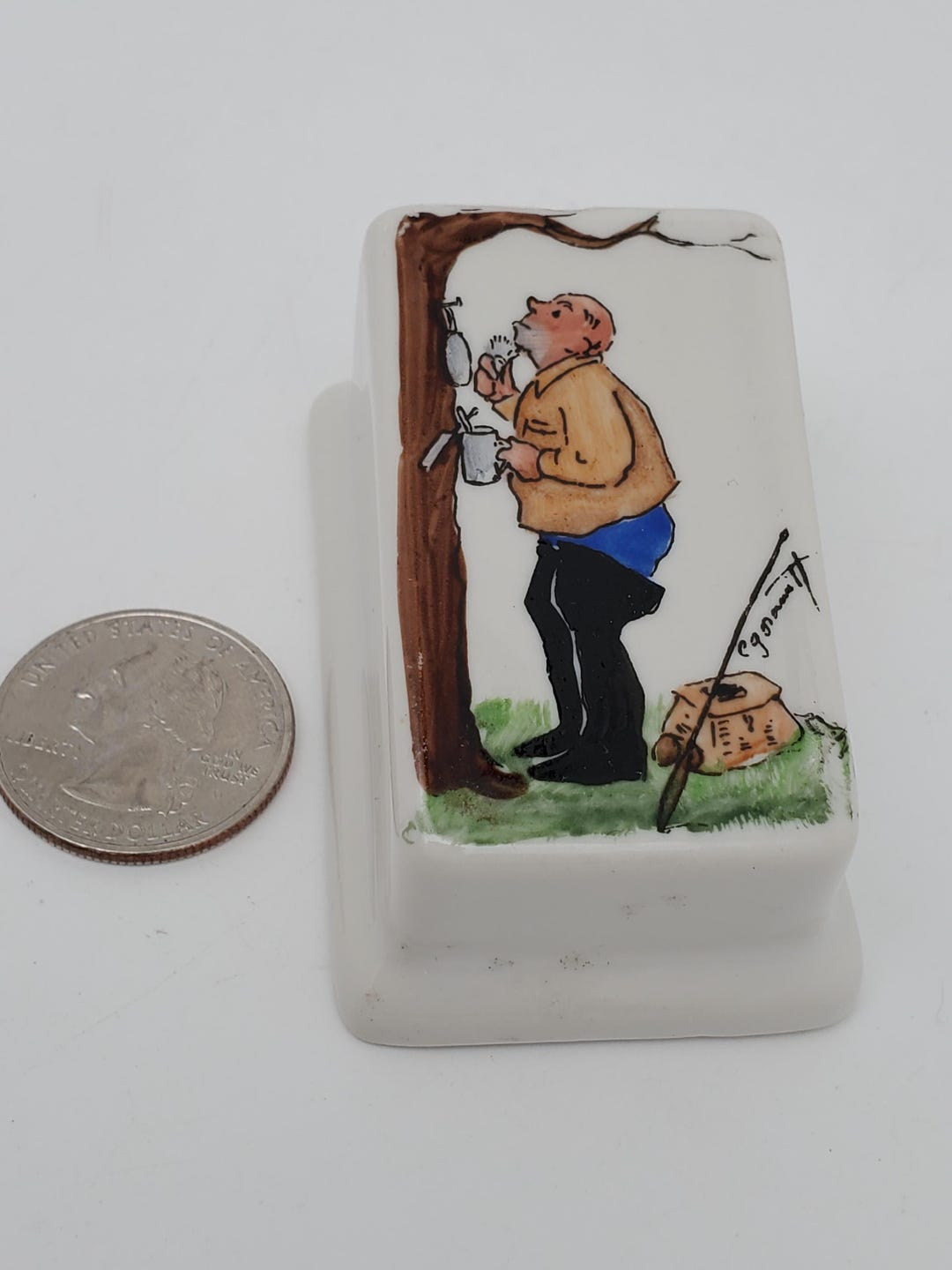 1920's Hand Painted Porcelain Razor Blade Holder Dispose Abercrombie ...