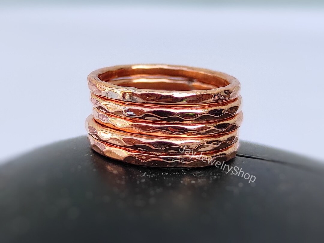 Stacking Unisex Copper Ring Set of 5 ,pure Copper Band Ring, Copper ...