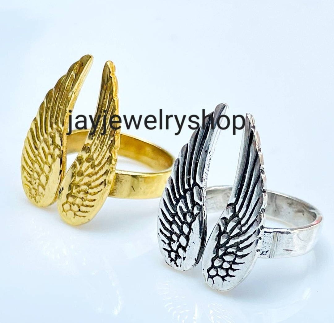 Adjustable Guardian Angel Wings Ring Silver Wings Ring Guardian Angel ...