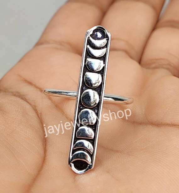 Silver Thick Moon Phases Ring Moon Ring Crescent Moon Ring - Etsy