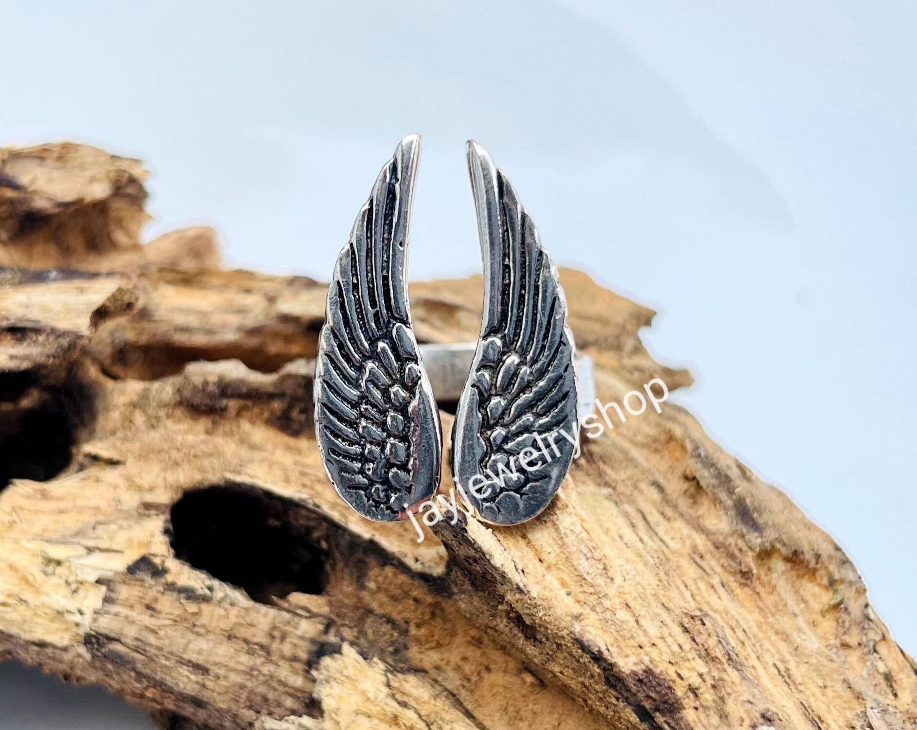 Adjustable Guardian Angel Wings Ring Silver Wings Ring Guardian Angel ...
