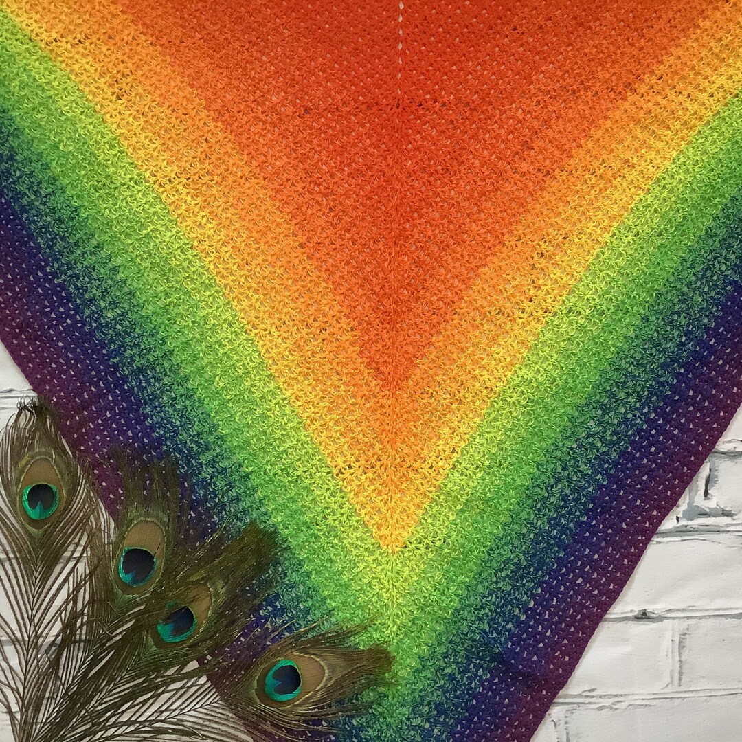 Rainbow Triangle Shawl Wrap, Gay Crochet Cotton Scarf, Gay Pride Month ...