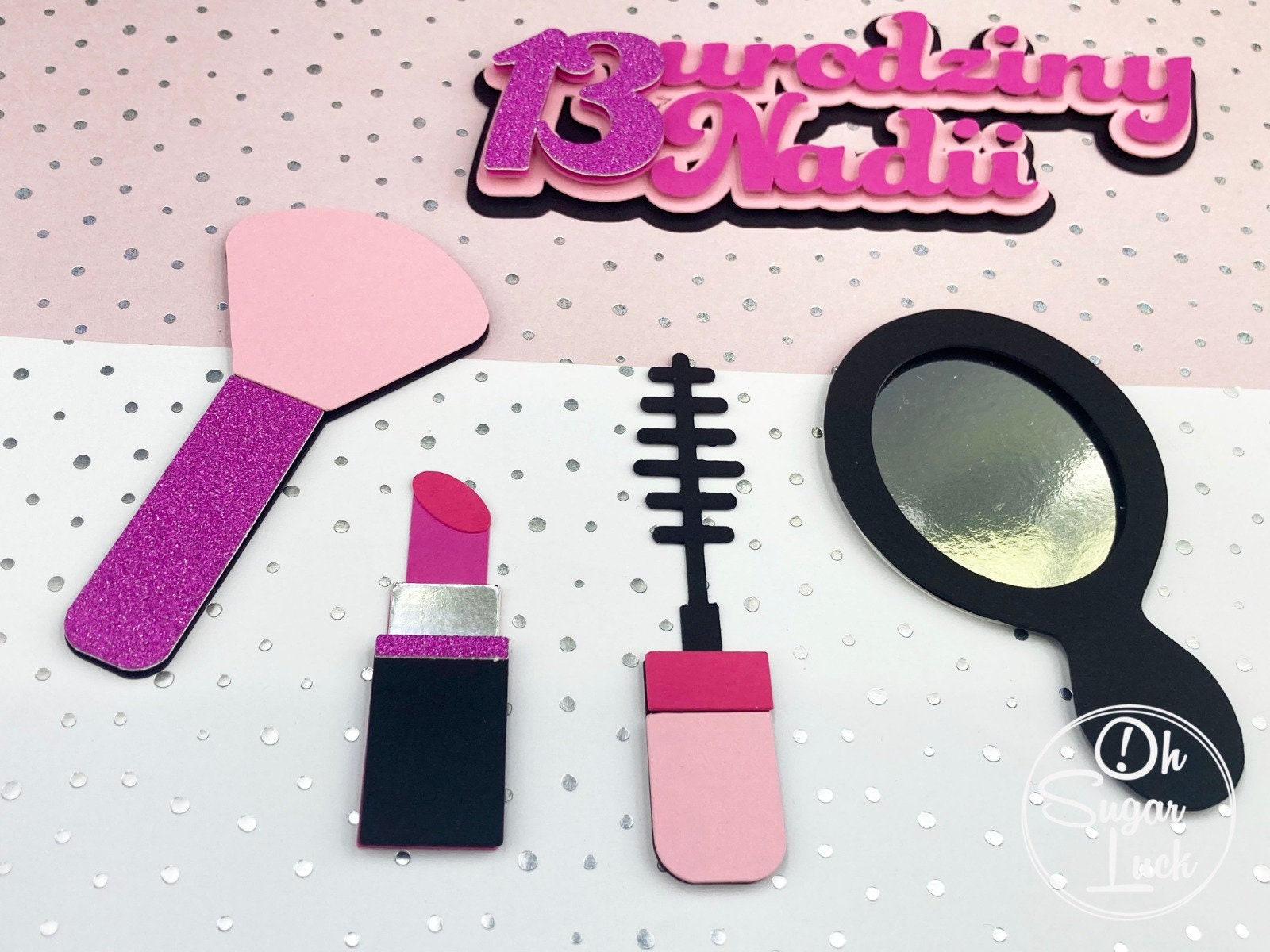 Cosmetic Cake Topper A Set of Pink Cosmetic Accessories an - Etsy