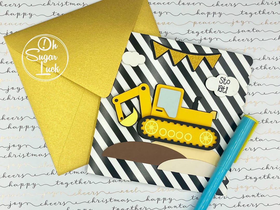 Personalized 3D Excavator Greeting Card, Customizable Pop-up Card With ...