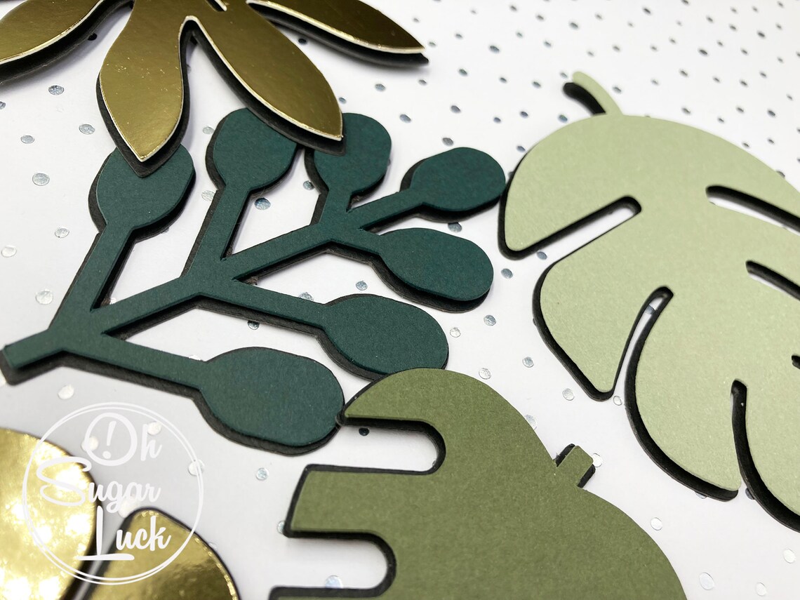 Monstera Cake Topper Tropical Leaves on a Birthday Cake, Cake ...