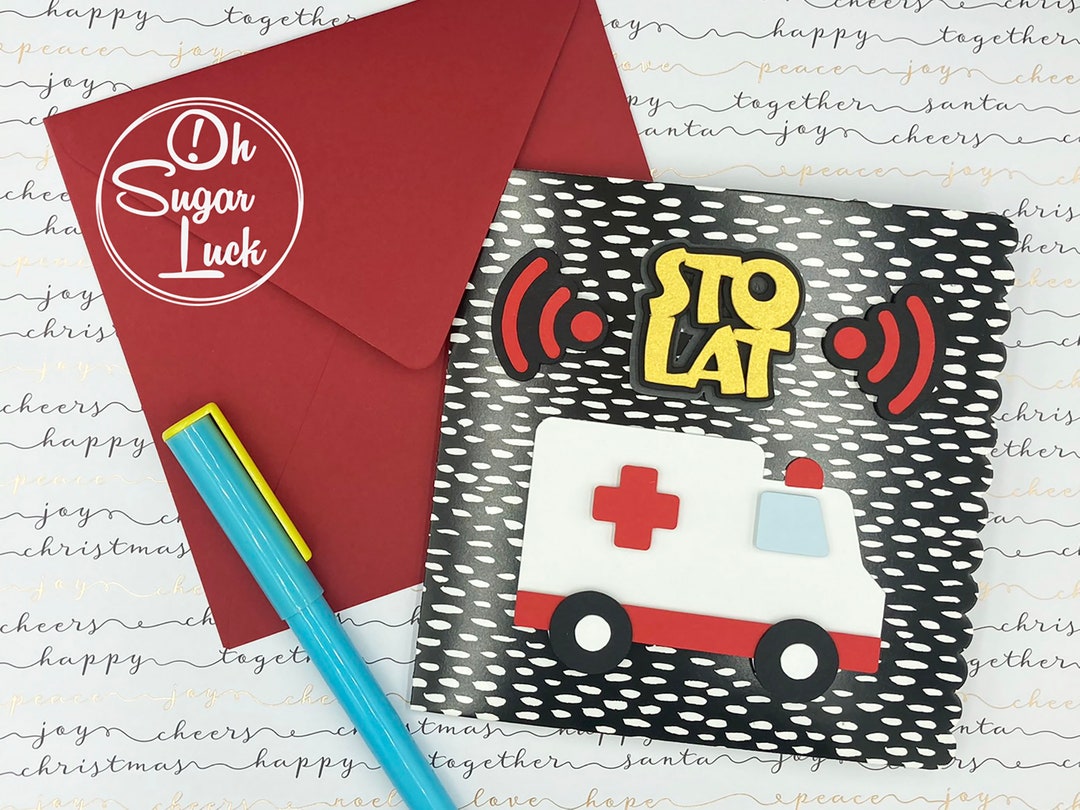 Ambulance Greeting Card, Birthday Card, Occasion Card for Emergency ...