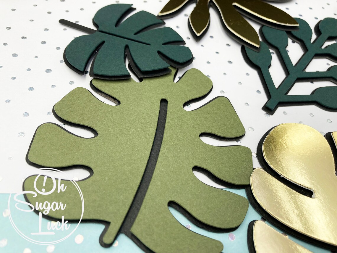 Monstera Cake Topper Tropical Leaves on a Birthday Cake, Cake ...