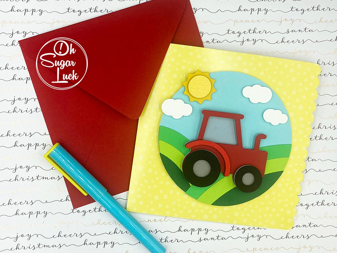 Charming Red Tractor Greeting Card, Occasion Card for Birthday With ...