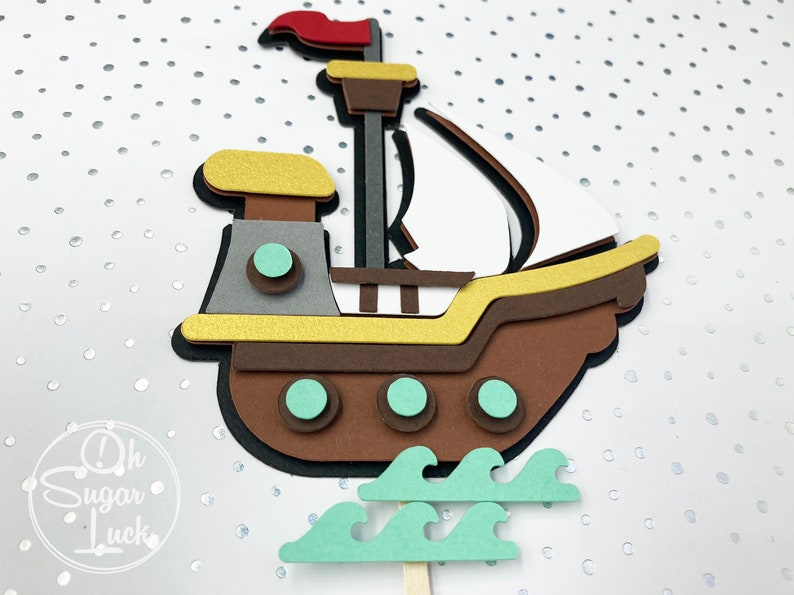 The Ship Cake Topper Personalized Cake Topper for Pirate or - Etsy