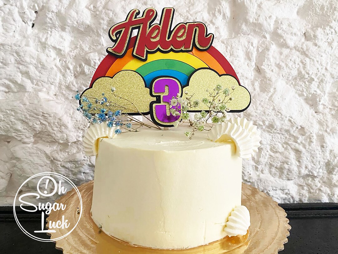 Rainbow Cake Topper Full Color Decoration for a Birthday Cake - Etsy
