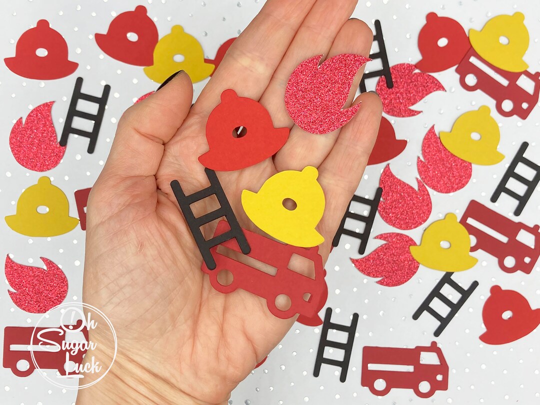 Fireman Paper Confetti, Fire Truck Table Decoration, Fire Engine Paper ...