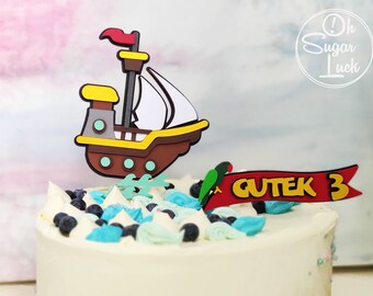Boat Cake Topper, Ship Cake Topper, Sailing Cake Tipper, Pirate Ship ...