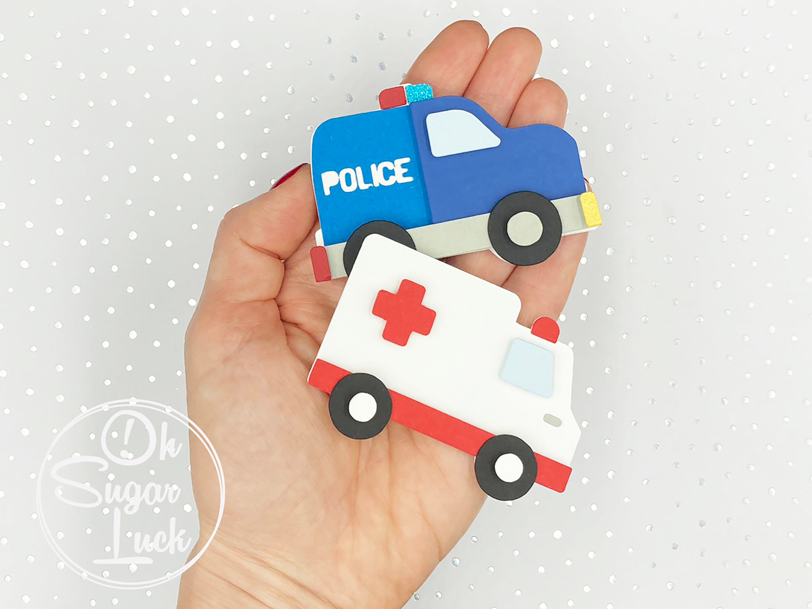 Emergency Services Cake Topper Set Fire Truck, Police and Ambulance ...